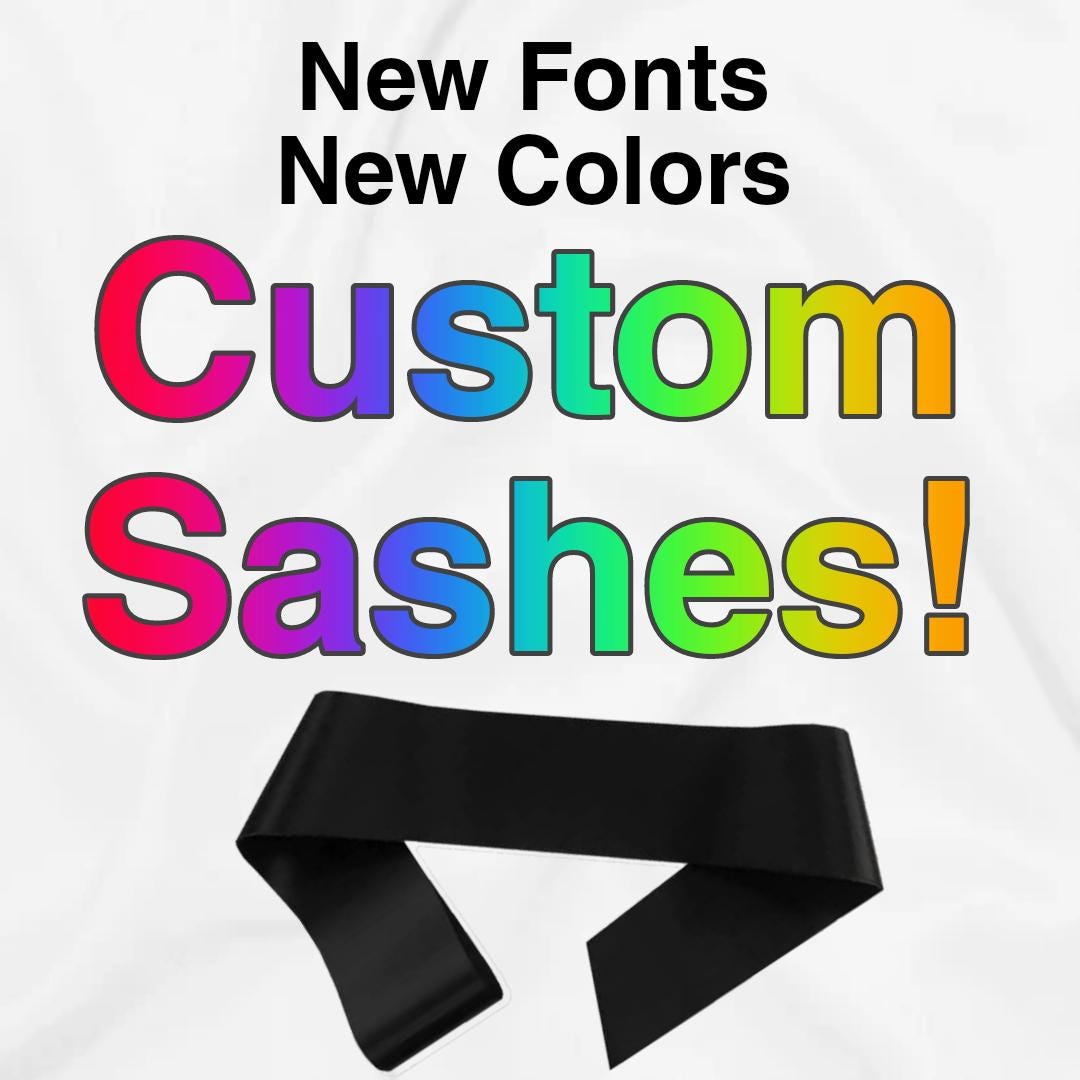 Custom Sashes - Updated Colors & Fonts! - Etsy