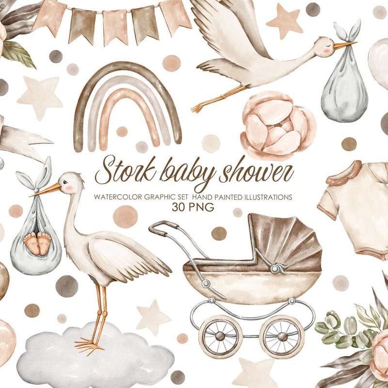 Stork With Baby Template - Etsy