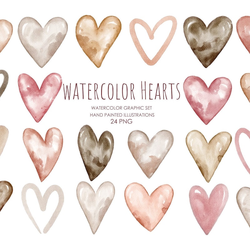Water Color Heart Clipart Png - Etsy