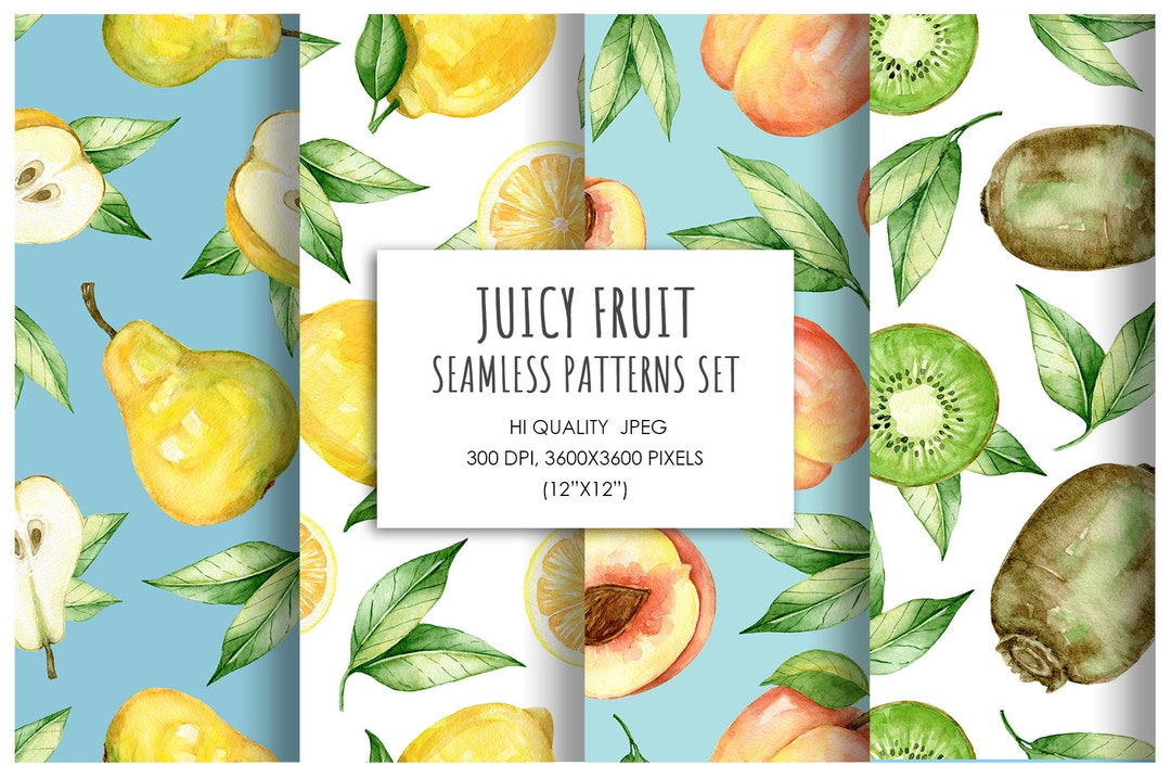 Watercolor Fruits Seamless Pattern Set-seamless Digital Paper Pattern ...