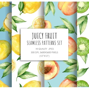 Watercolor Fruits Seamless Pattern Set-seamless Digital Paper Pattern ...