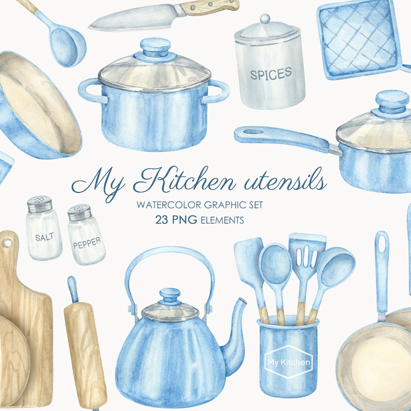 Watercolor Kitchen - Etsy