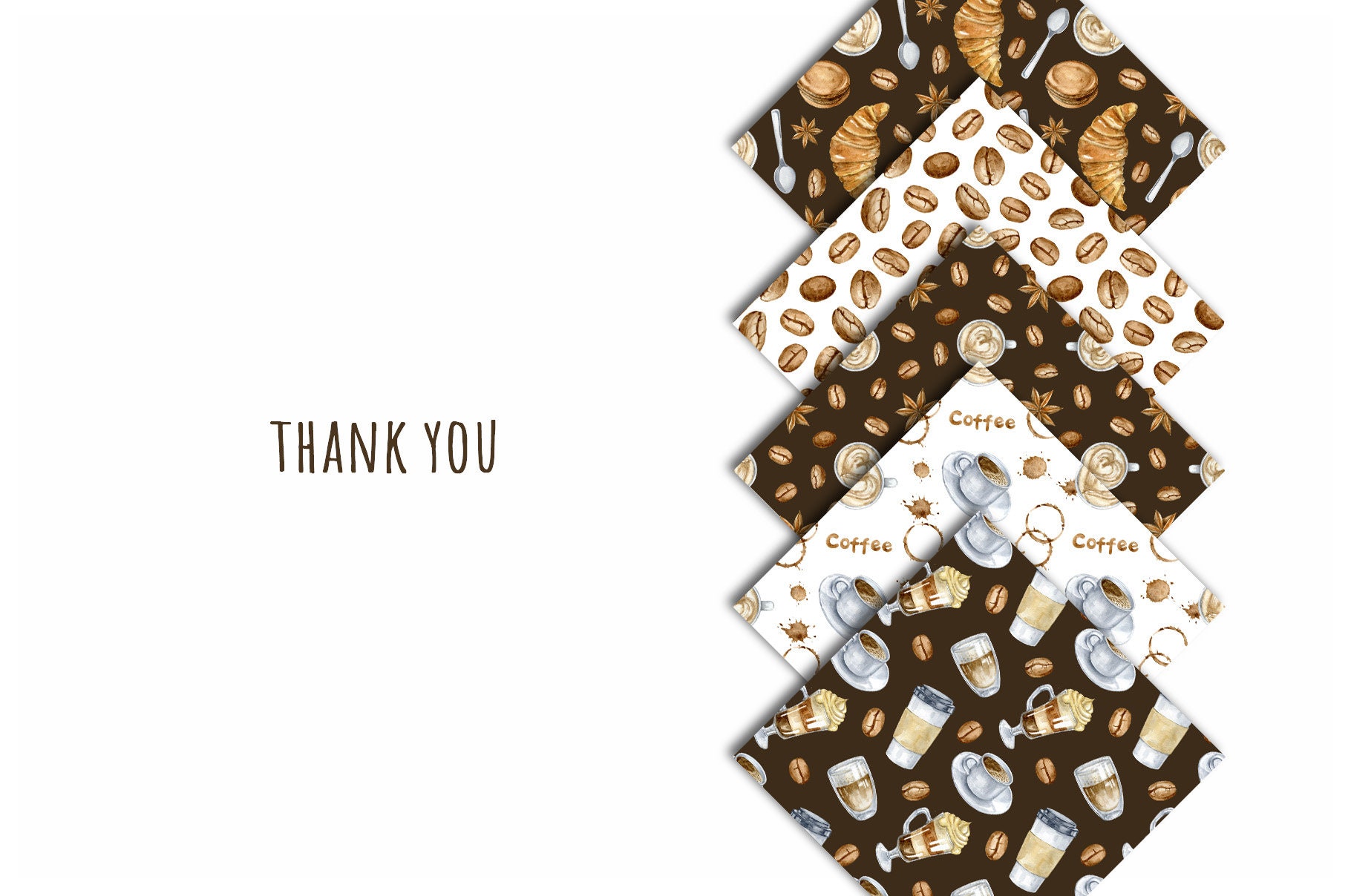 Watercolor Coffee Digital Paper Set-coffee Seamless Pattern - Etsy