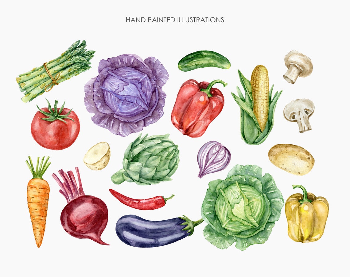 Watercolor Vegetables Clipart Set-vegetable - Etsy