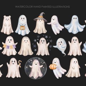 Watercolor Cute Halloween Clipart. Ghost Clipart. Cute Ghost Png ...