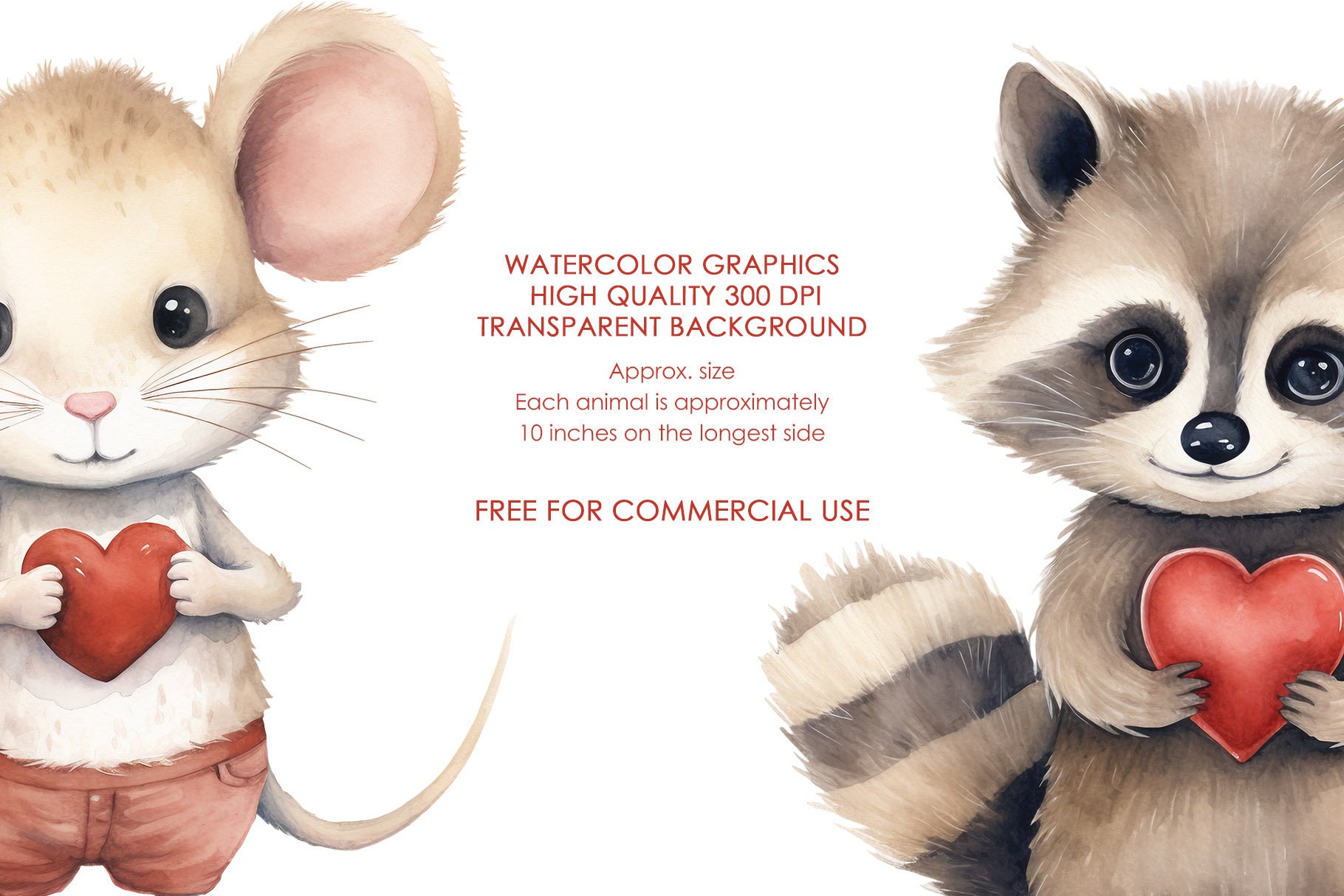 Watercolor Valentine's Day Clipart. Baby Animals Clipart. Nursery ...