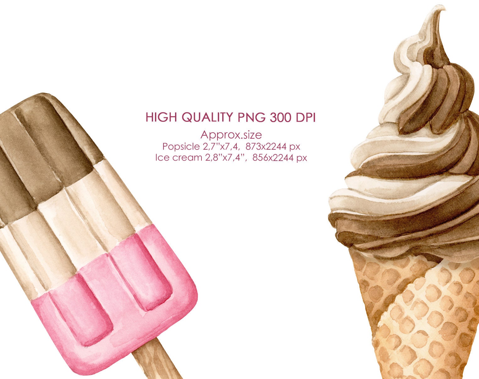 Watercolor Ice Cream Clipart. Popsicles Clipart. Summer - Etsy