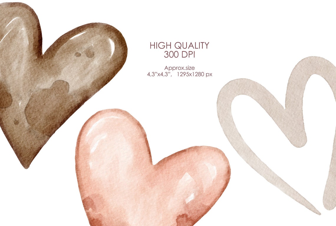 Watercolor Hearts Clipart. Valentine's Day Clipart. Boho - Etsy