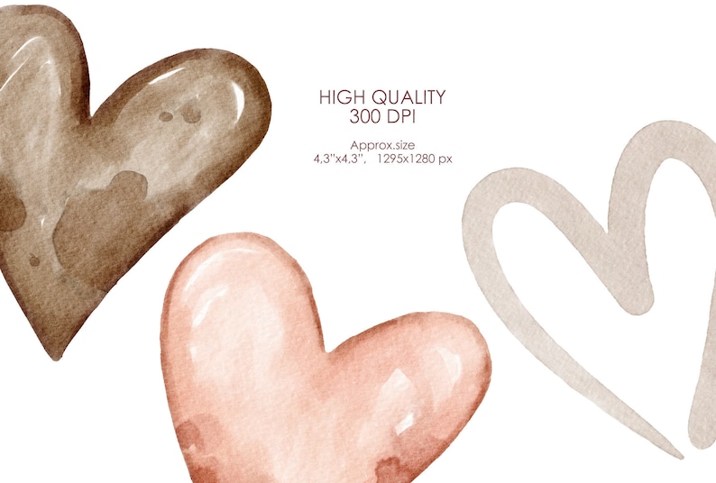 Watercolor Hearts Clipart. Valentine's Day Clipart. Boho - Etsy