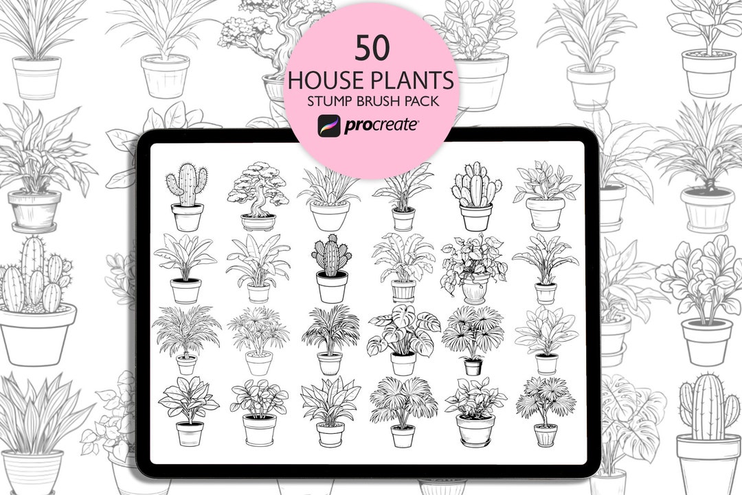Potted Plants Procreate Stamp Pack. House Plant Stamp. Procreate Plant ...