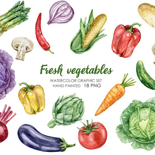 Watercolor Vegetables Clipart Set-vegetable - Etsy