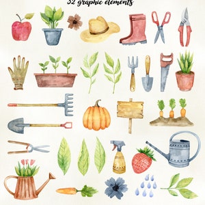 Watercolor Garden Clipart PNG. Watercolor Gardening Download- Hand ...