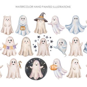 Watercolor Cute Halloween Clipart. Ghost Clipart. Cute Ghost Png ...