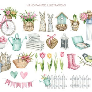 Watercolor Spring Clipart. Garden Clipart. Bicycle With Flowers Clipart ...