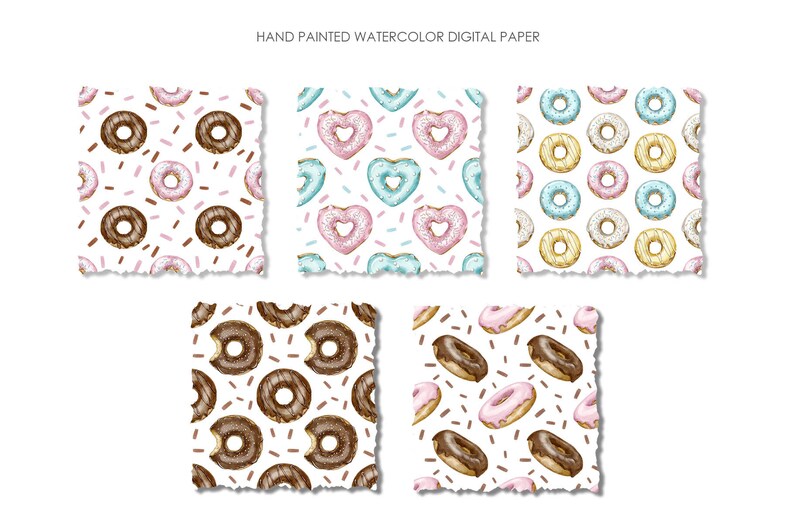 Watercolor Donut Digital Paper. Donut Png Seamless Pattern - Etsy