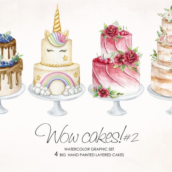 Watercolor Cake - Etsy