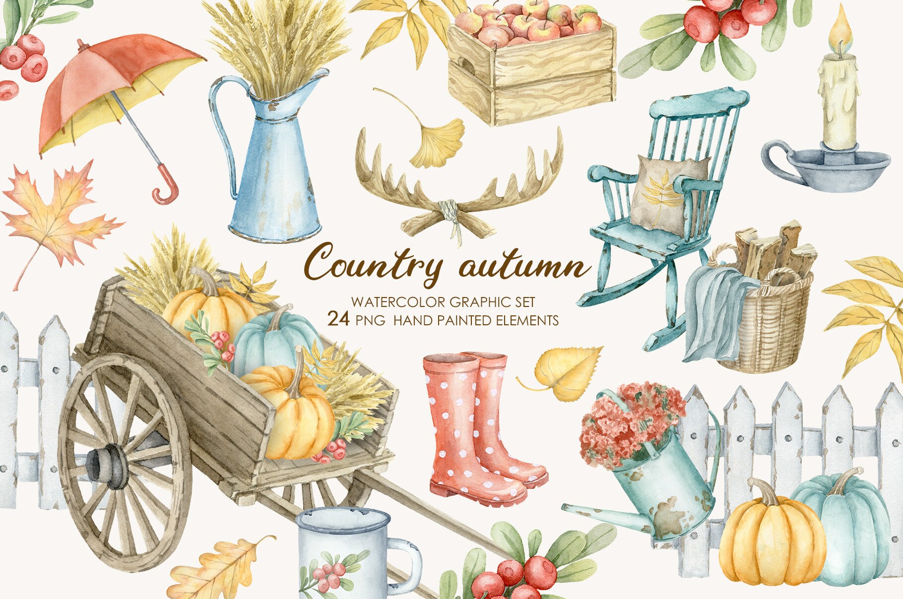 Watercolor Autumn Clipart. Rustic Fall Decor Clipart. Cozy - Etsy Denmark