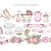 Watercolor Boho Nursery Clipart. Girl Baby Shower Clipart. Stork ...