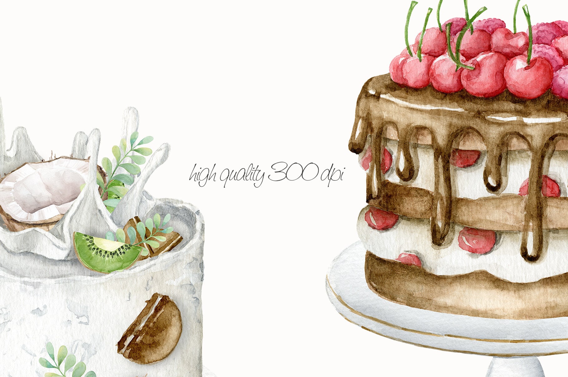 Watercolor Birthday Cake Clipart Set. Wedding Flower Cake - Etsy