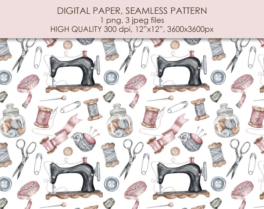 Sewing Seamless Pattern Digital Paper. Sewing Fabric Decor Digital ...