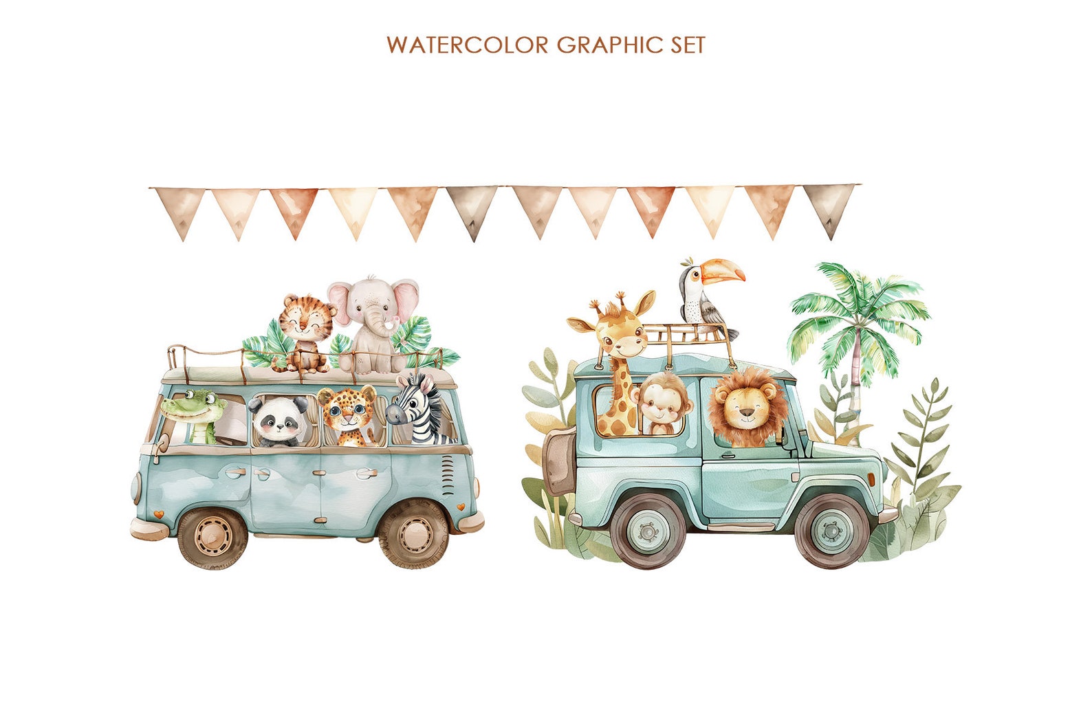 Watercolro Safari Animals Clipart. Safari Nursery Clipart. Safari Baby ...