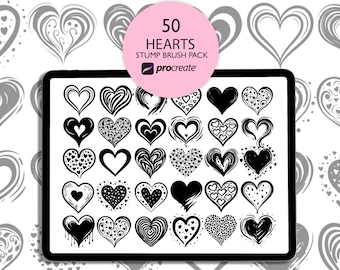 Heart Brush Stamp Bundle for Valentine's Day 20 Procreate Stamps ...
