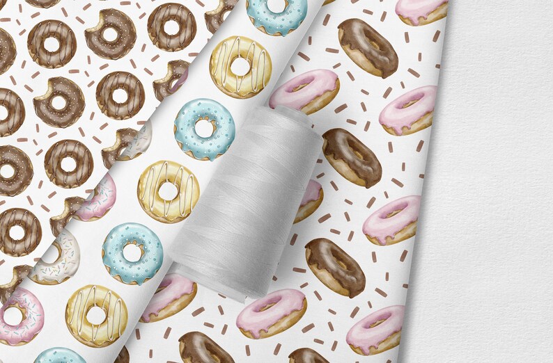 Watercolor Donut Digital Paper. Donut Png Seamless Pattern - Etsy Canada