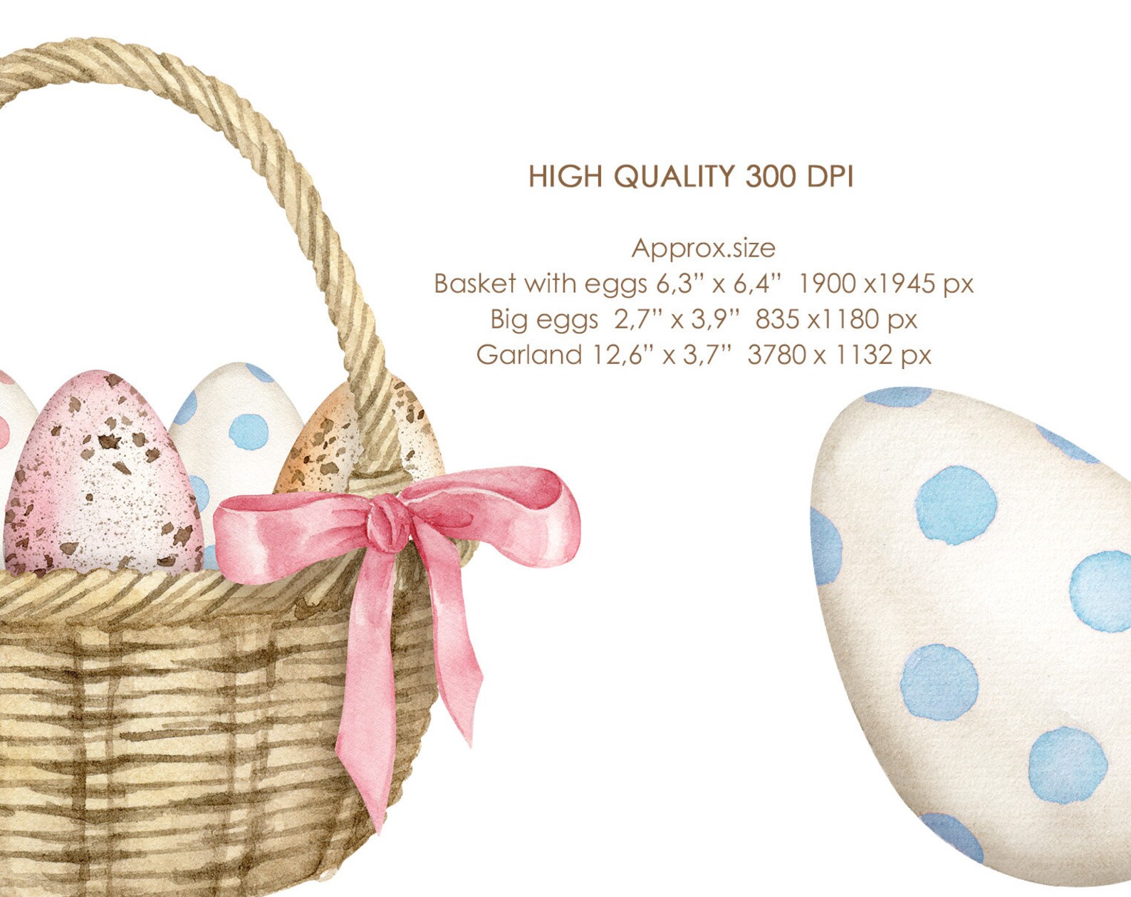 Watercolor Easter Eggs Clipart. Holiday Eggs in a Basket and - Etsy