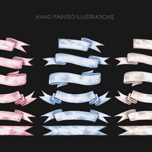 Watercolor Ribbon Banners Clipart. Birthday Party Banners. Tags. - Etsy