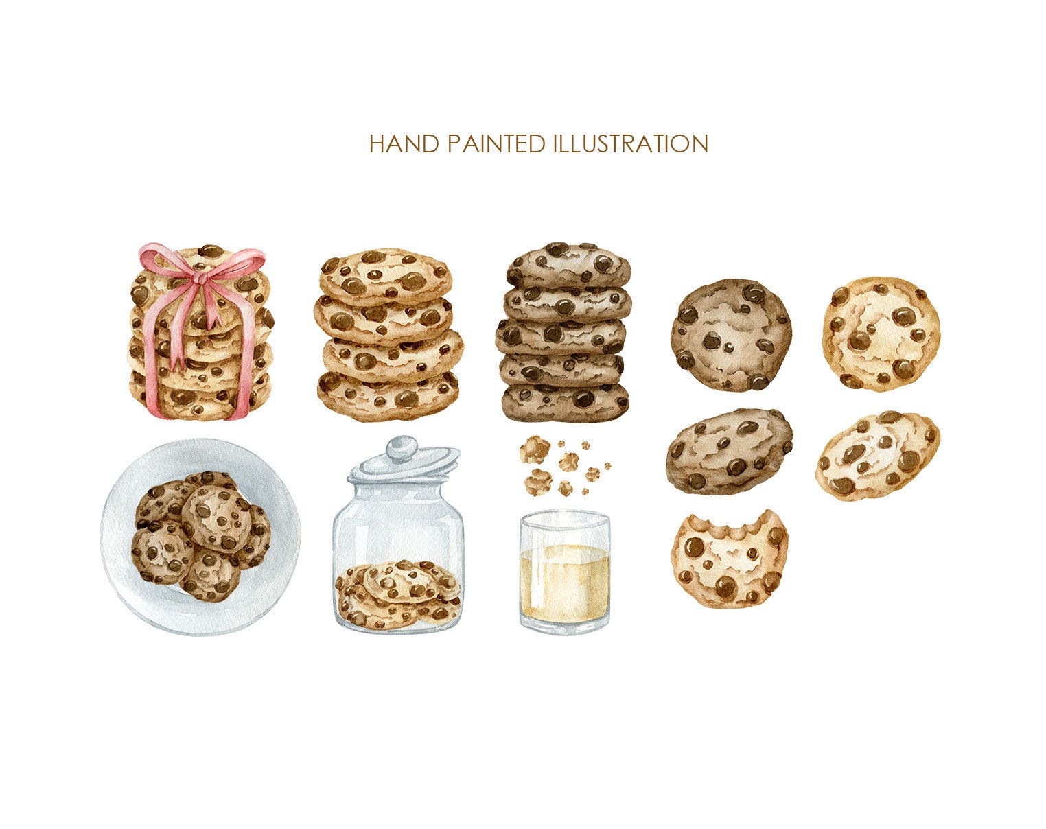 Watercolor Cookies Clipart. Sweets and Dessert Clipart. - Etsy