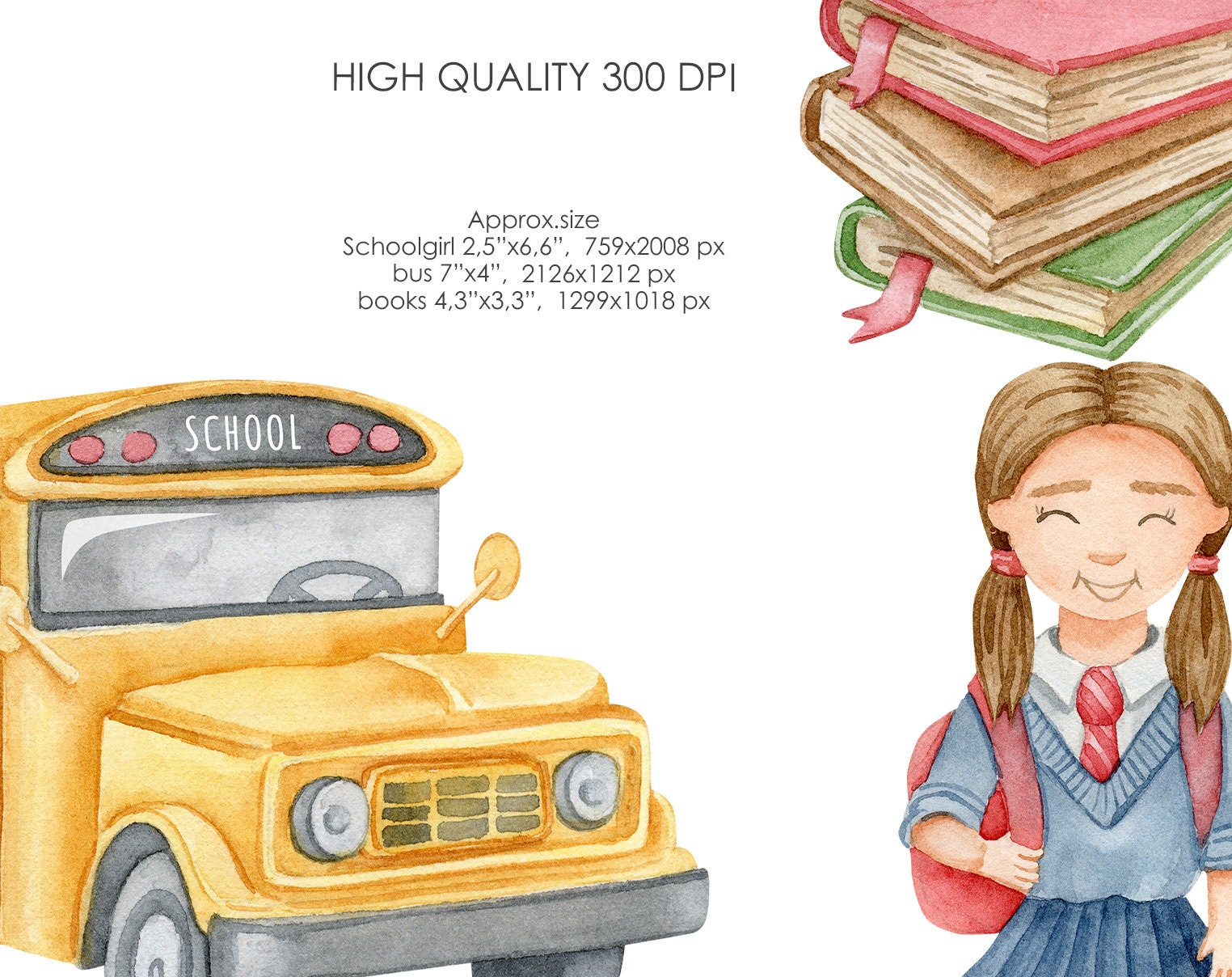 Watercolor School Clipart. School Supplies PNG. Education - Etsy