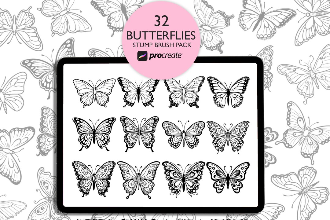 Butterflies Procreate Stamp. Butterfly Brush. Procreate Butterflies. - Etsy