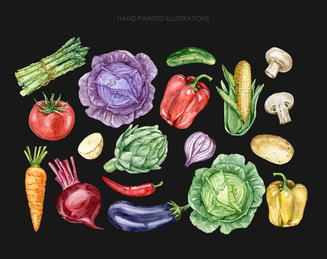 Watercolor Vegetables Clipart Set-vegetable - Etsy