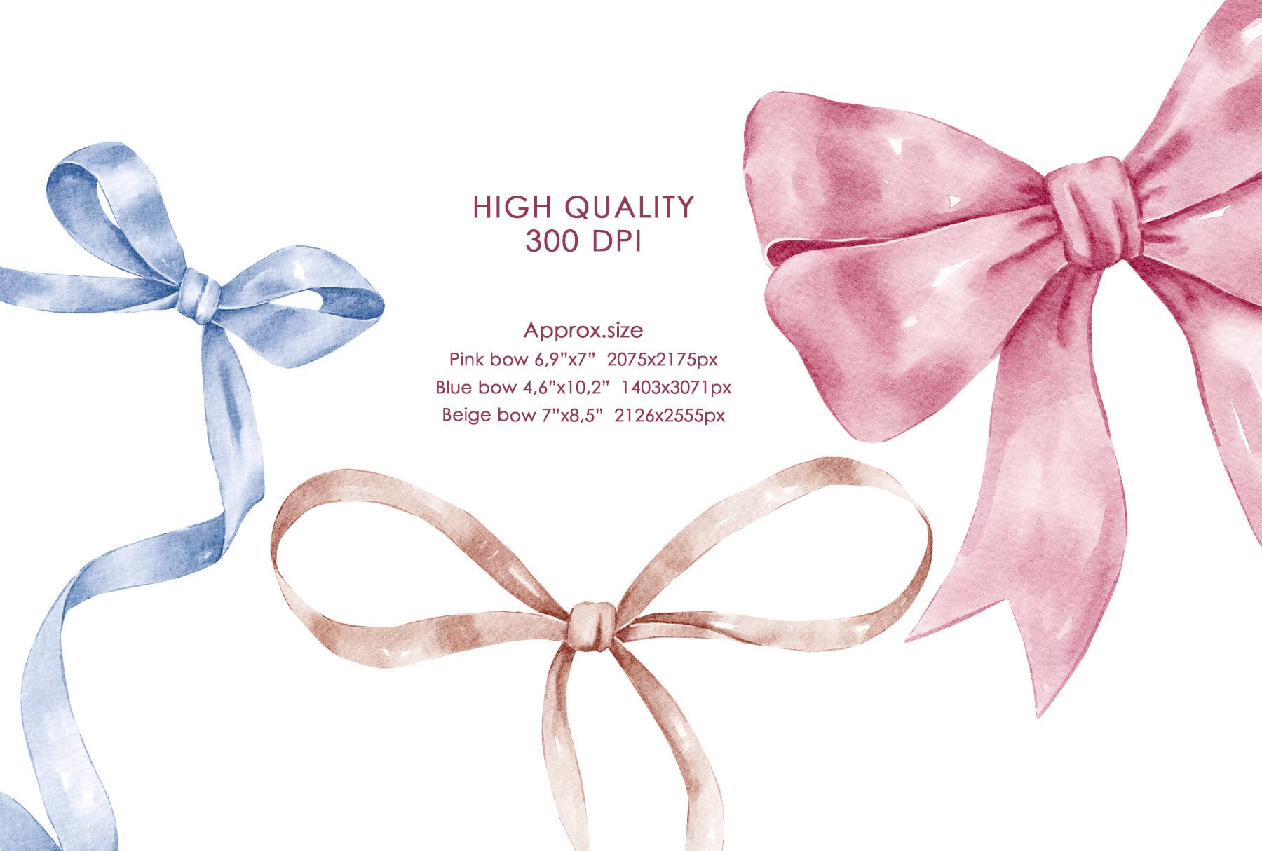 Watercolor Ribbon Bows Clipart. Bows Collection. Multicolor Bows. - Etsy