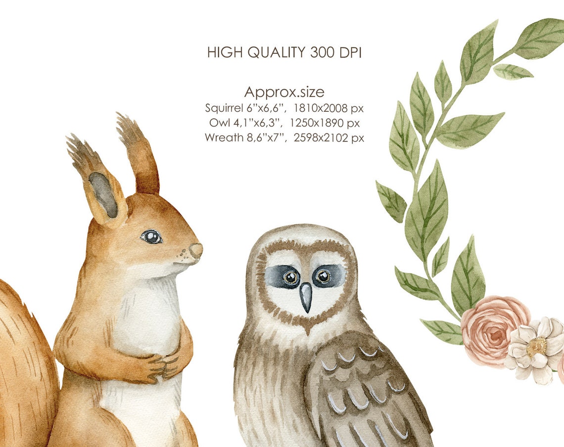 Watercolor Woodland Animals Clipart. Forest Clipart. Nursery - Etsy