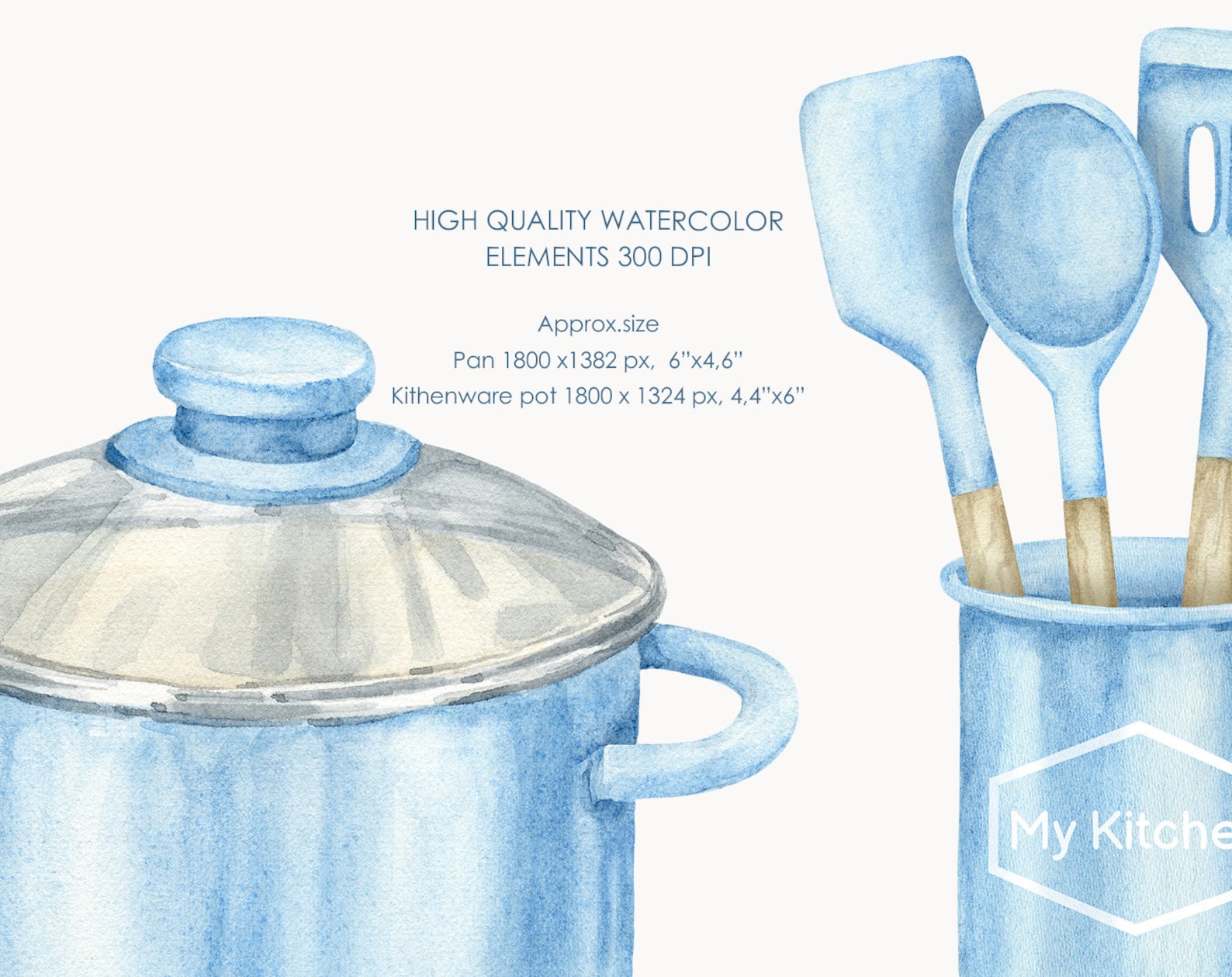 Watercolor Kitchen Utensils Clipart. Pots and Pans Kitchen - Etsy