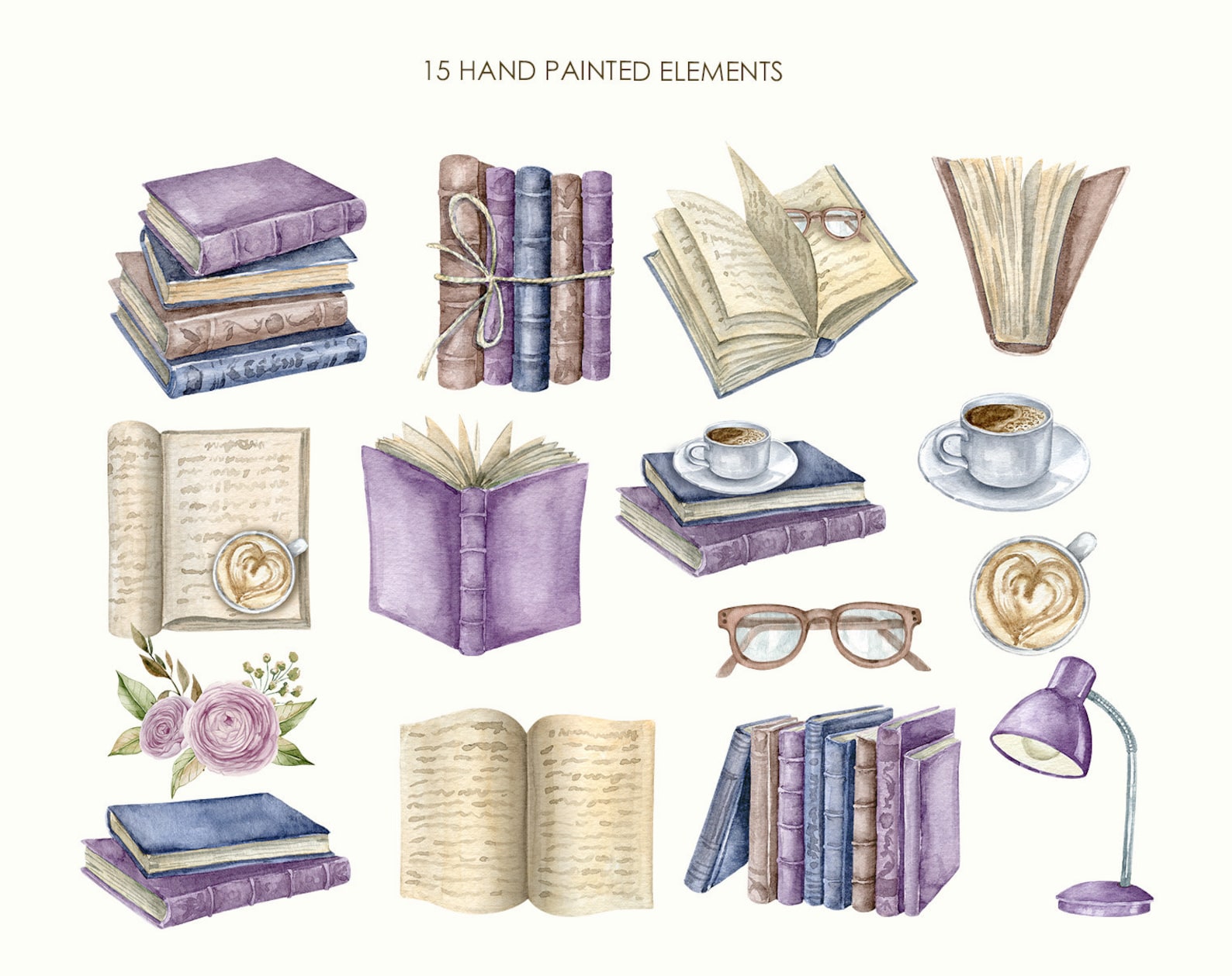 Watercolor Vintage Books Clipart. Reading Clipart. Stack of - Etsy