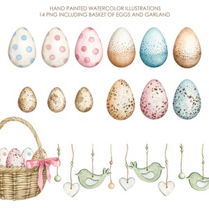 Watercolor Easter Eggs Clipart. Holiday Eggs in a Basket and Spring ...