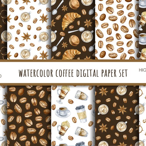 Coffee Digital Paper Pack Coffee Seamless Pattern Scrapbook - Etsy