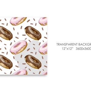 Watercolor Donut Digital Paper. Donut Png Seamless Pattern - Etsy