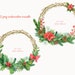 Watercolor Christmas Floral Wreath and Frame Clipart. Winter Holiday ...
