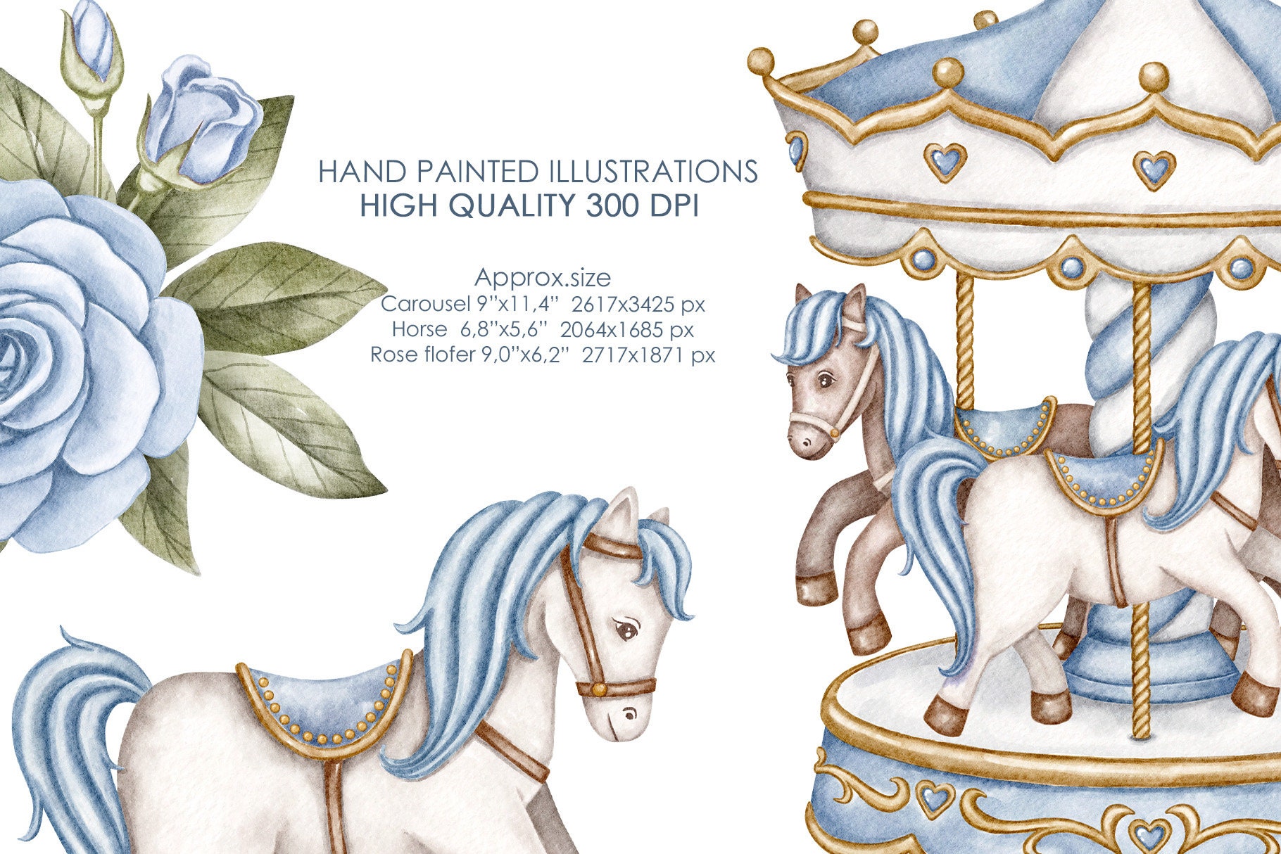 Blue Carousel Clipart
