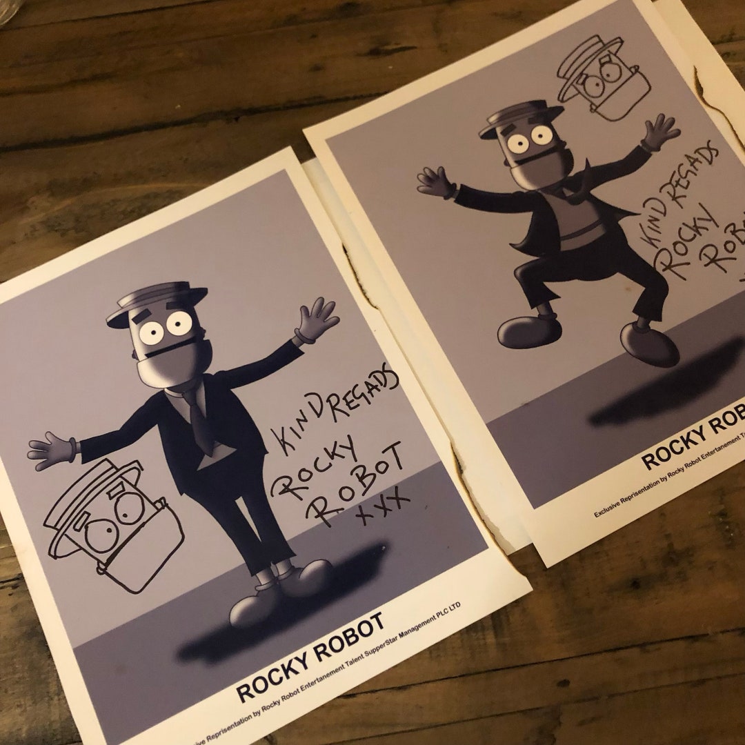 ROCKY ROBOT 10X8 Singed Publicity Photo two Designs Including Autograph ...