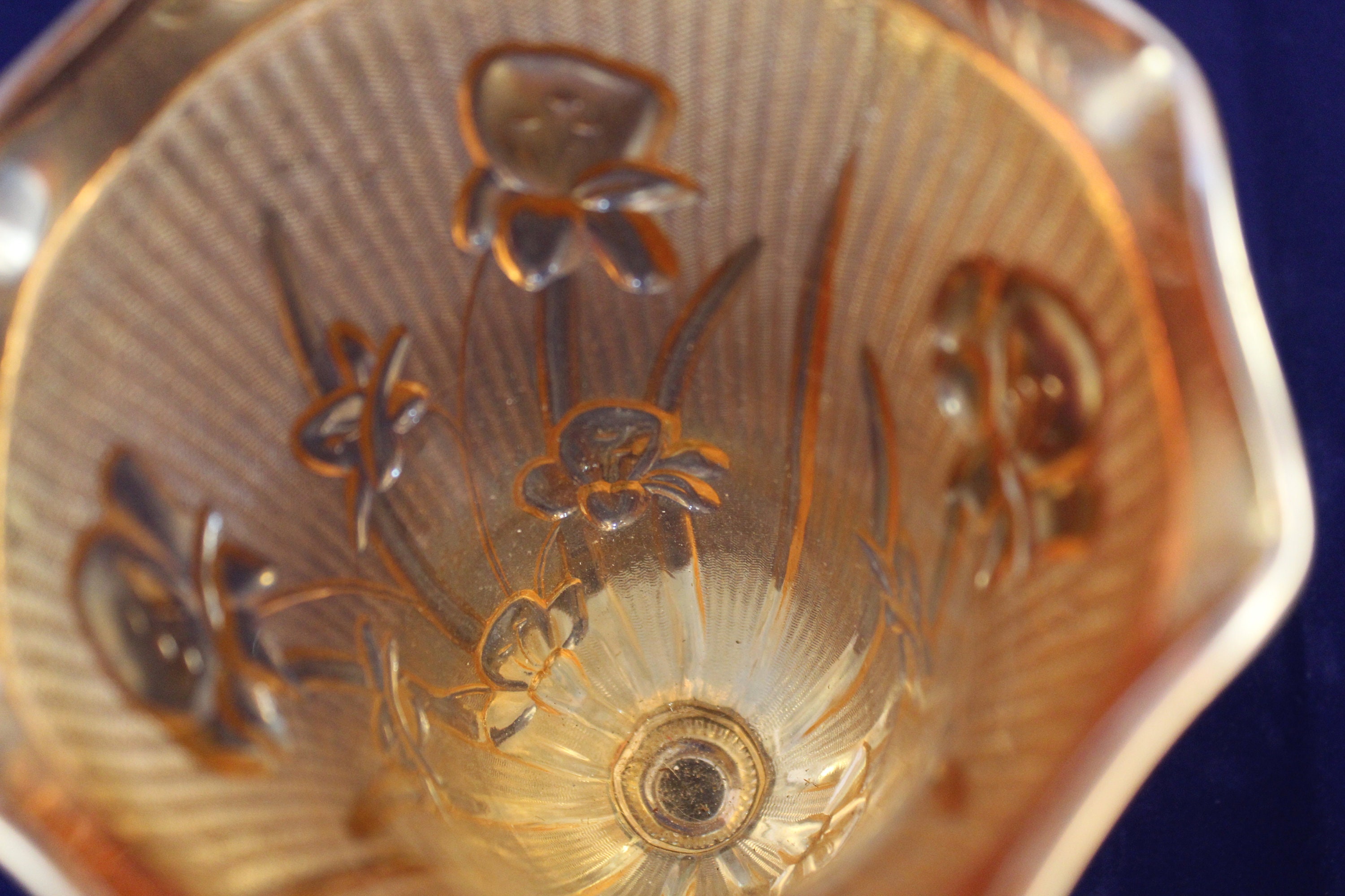 Amber Carnival Glass Vase Iris Design Herringbone Iris Pattern - Etsy