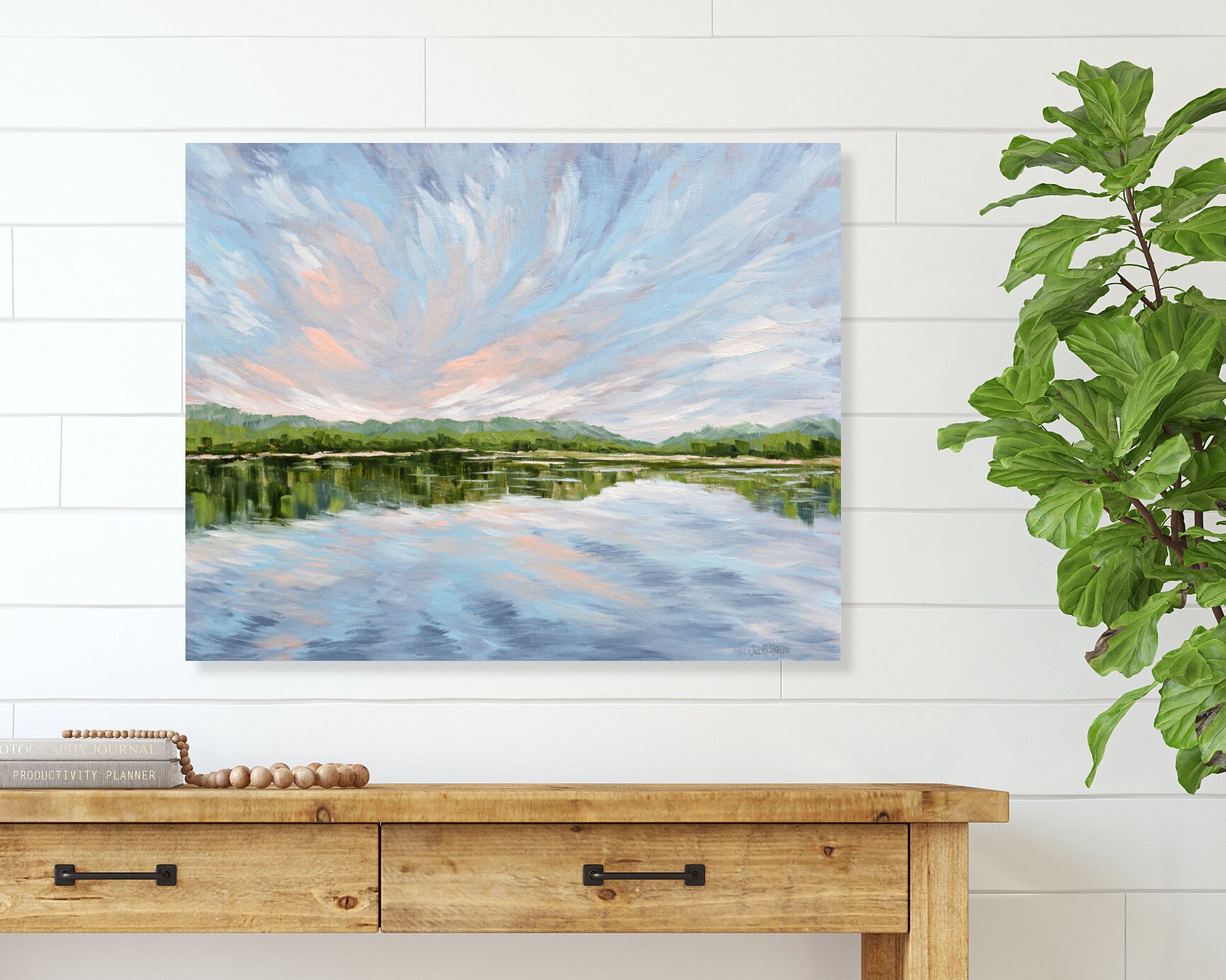 Large Original Lake Painting, Lake Landscape on Canvas, Peaceful, Calm ...