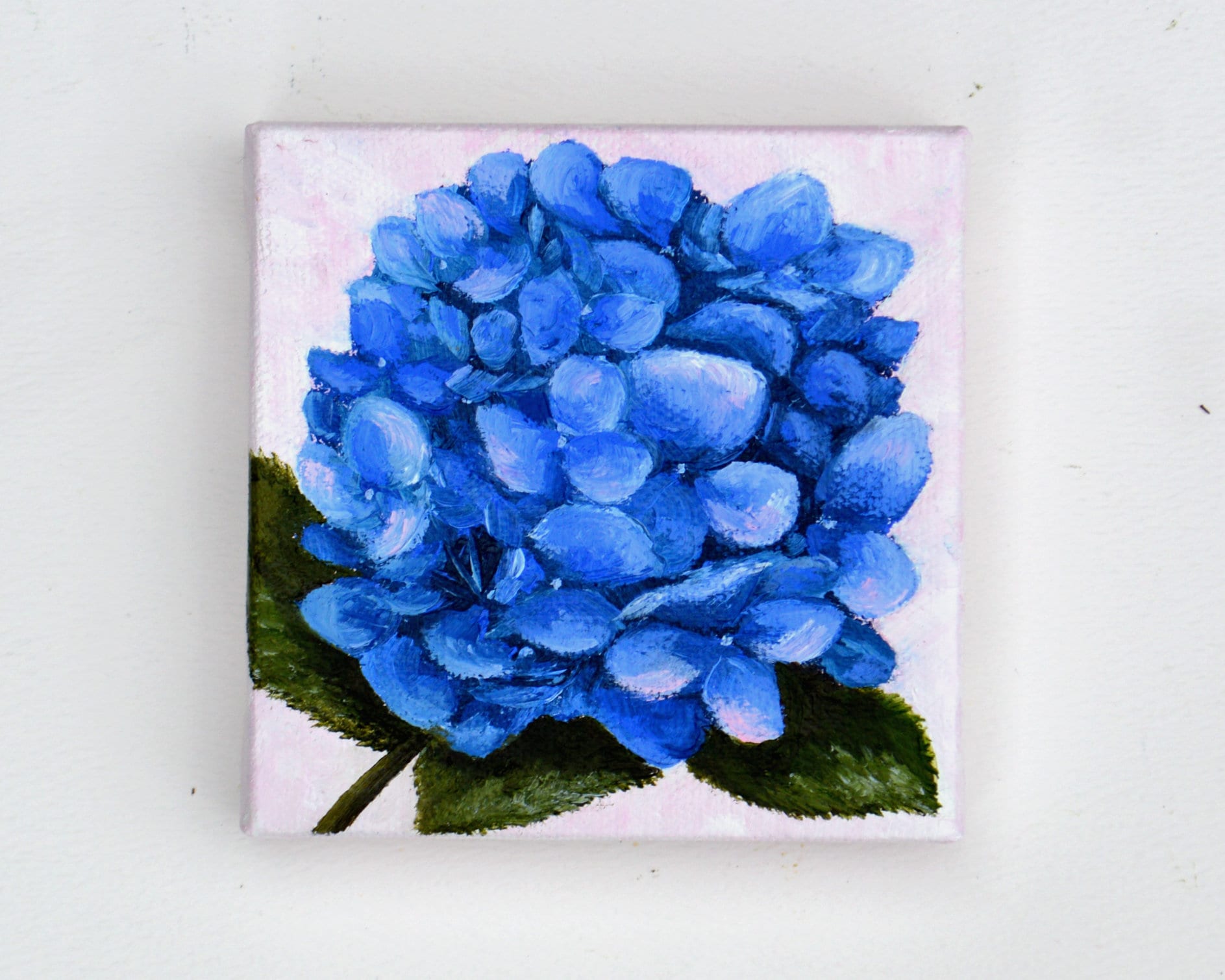 Mini Blue Hydrangea Oil Painting, Garden Art on Canvas - Etsy