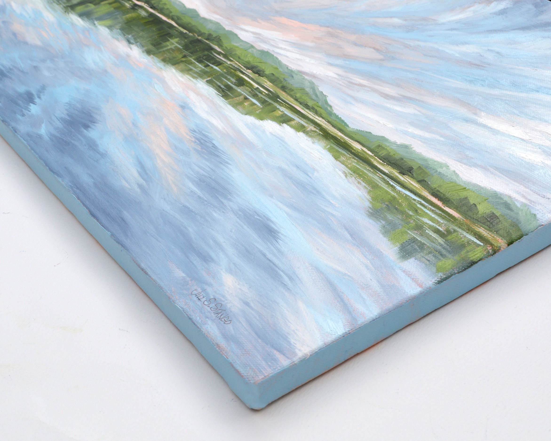 Large Original Lake Painting, Lake Landscape on Canvas, Peaceful, Calm ...