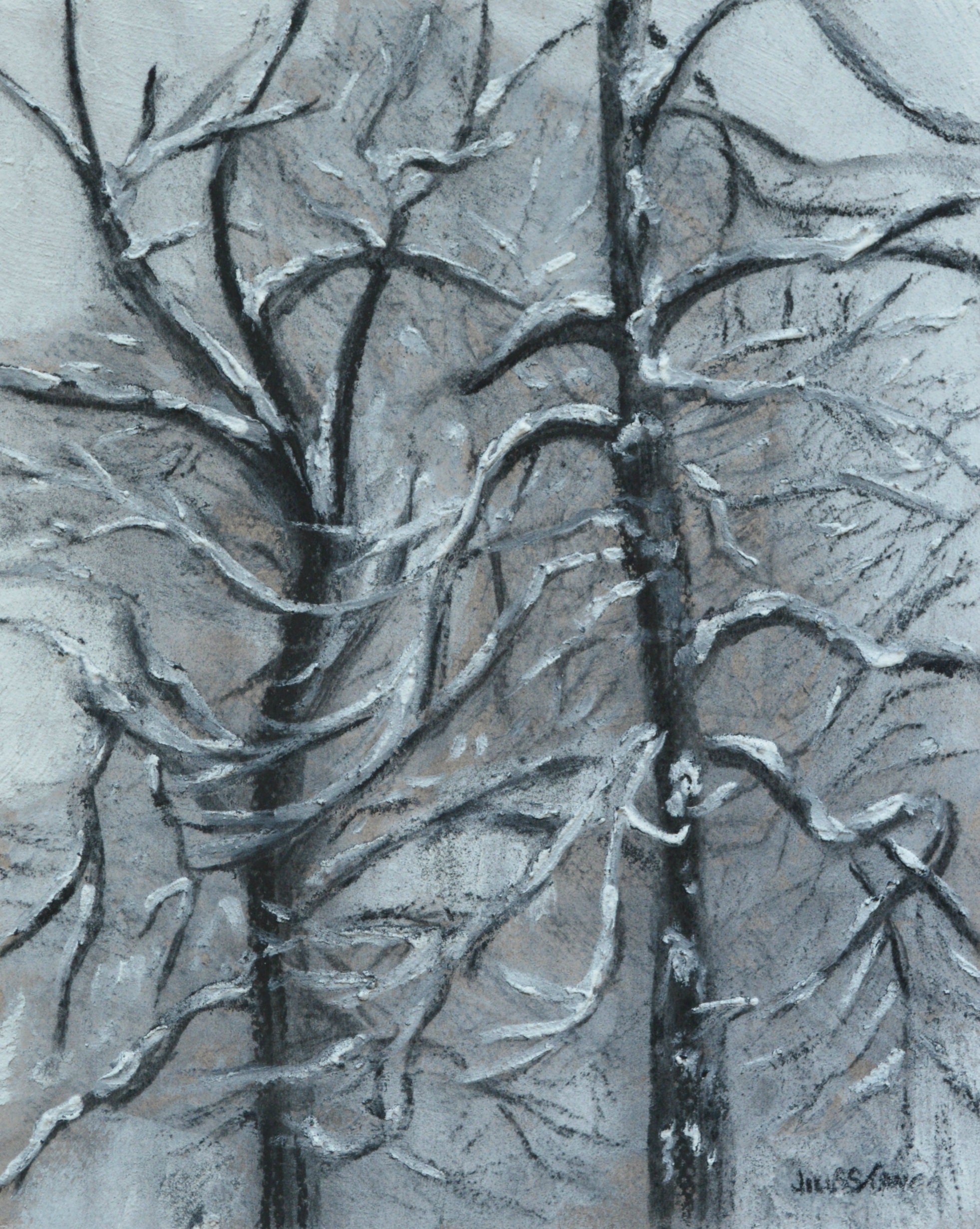 Set of 3 Original Drawings, Winter Scene Painting, Winter Landscape Art ...