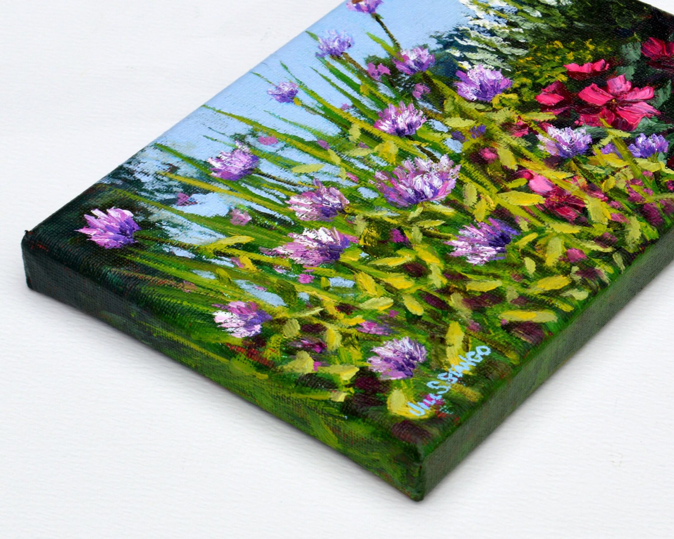 Mini Canvas Painting of Flowers, Small Garden Art, Mini Flower Art ...