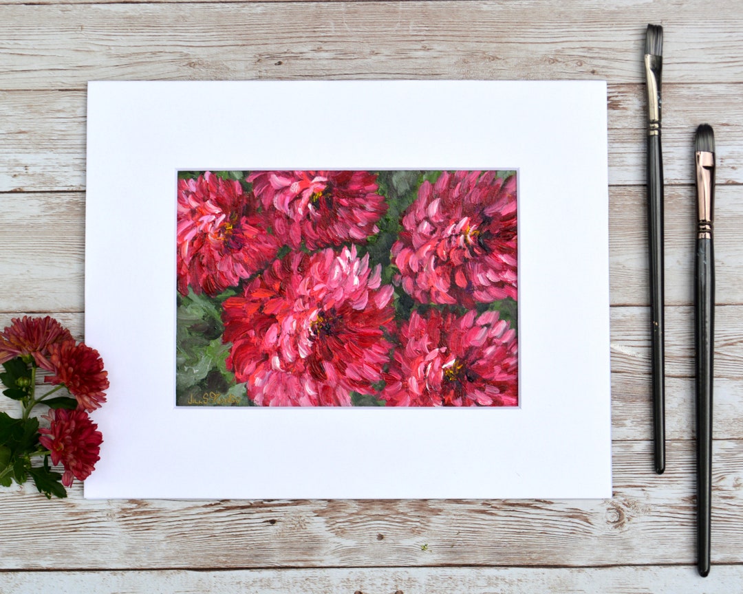 Original Mum Painting, Flower Painting, Oil Painting, Red Mums ...
